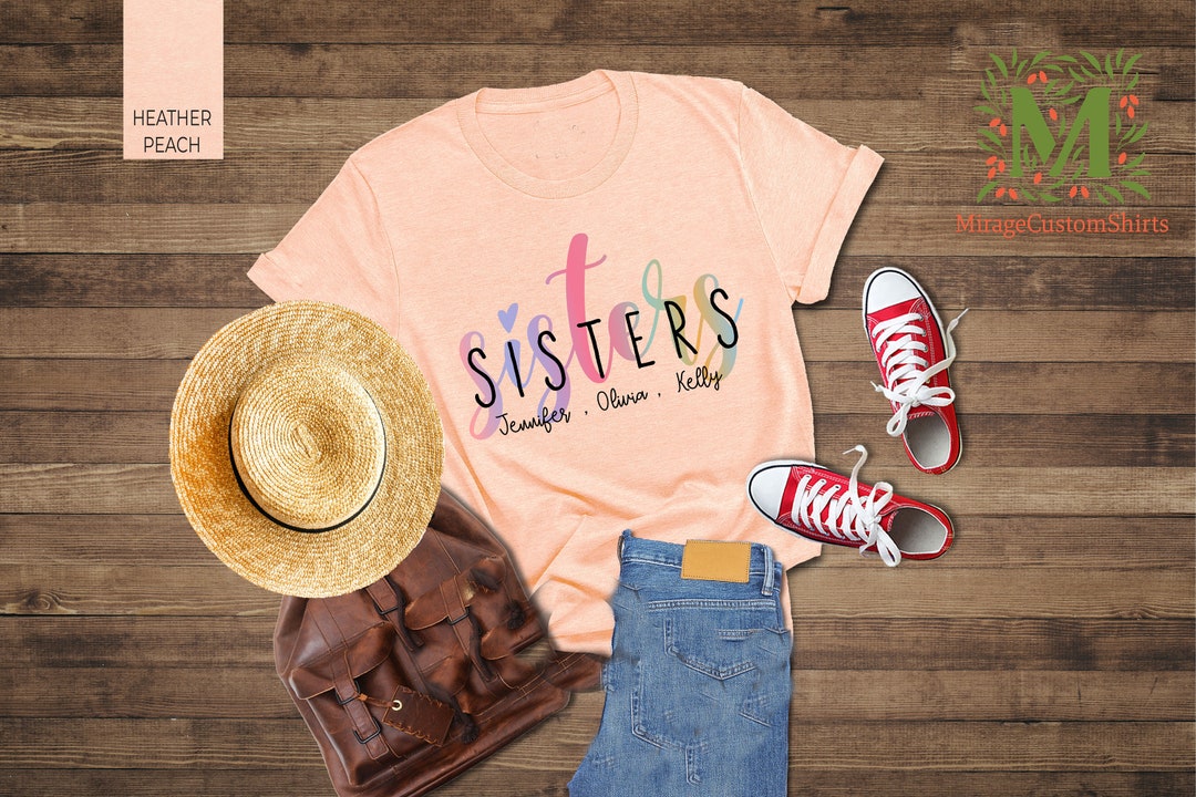Custom Sisters T Shirt, Matching Personalized Sister T Shirts, Retro ...