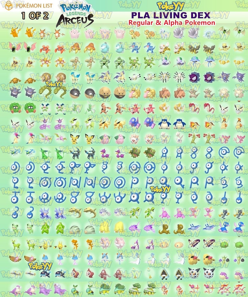 PLA Living Pokedex | Pokémon Legends: Arceus | SHINY 6V | Alpha Pokemon ...