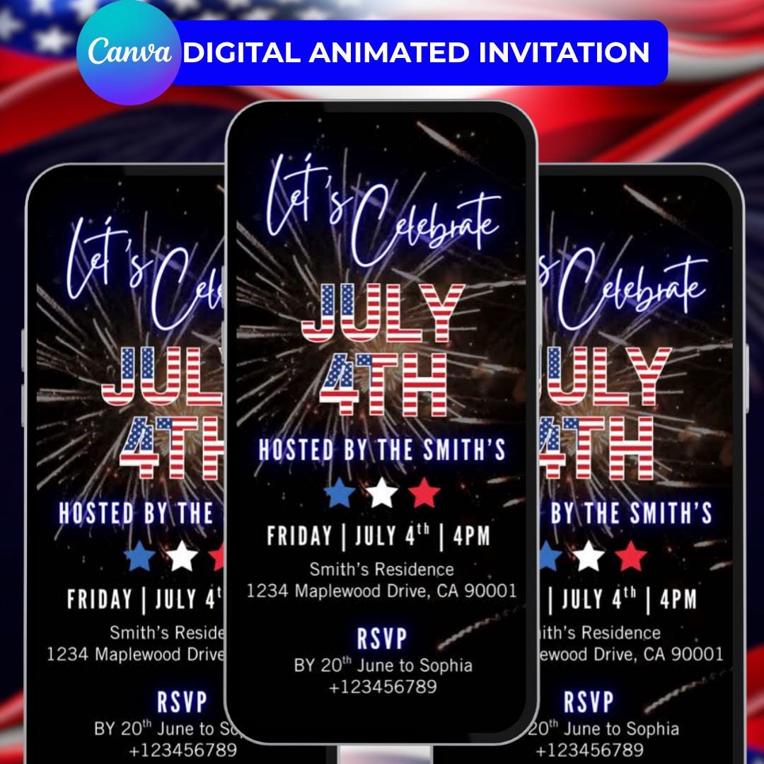 Editable July 4th Invitation | Printable July 4th Invitation | Digital ...
