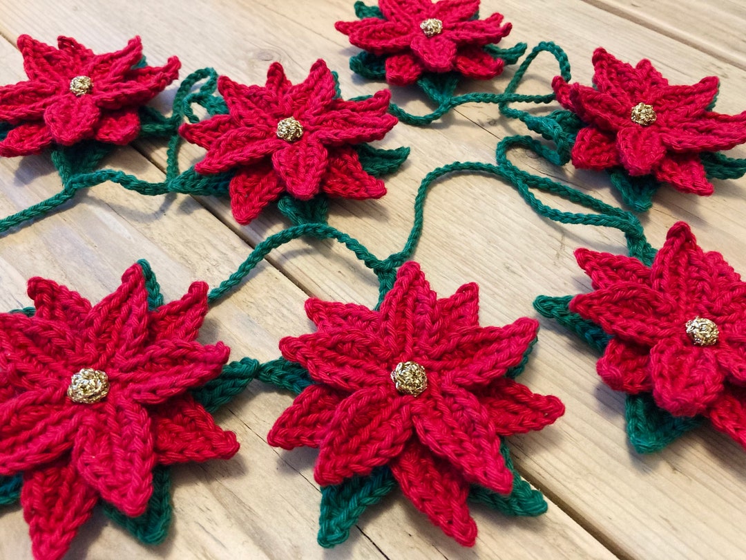 CROCHET PATTERN Christmas Poinsettia Flower Decoration and Garland - Etsy