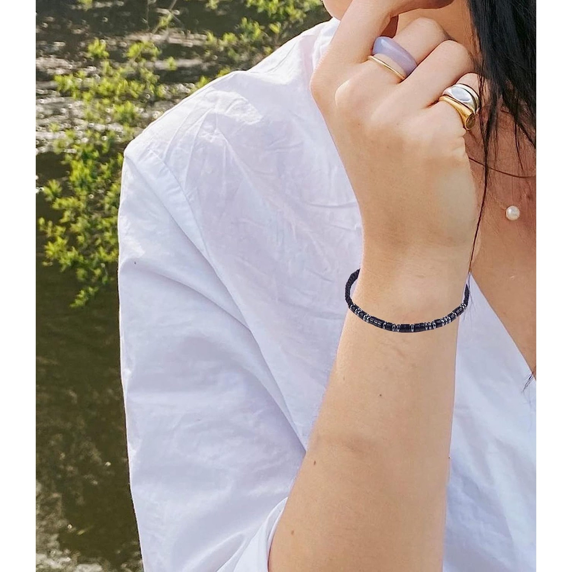 Black Morse Code Bracelet for Men and Women, Bead Morse Code Bracelet ...