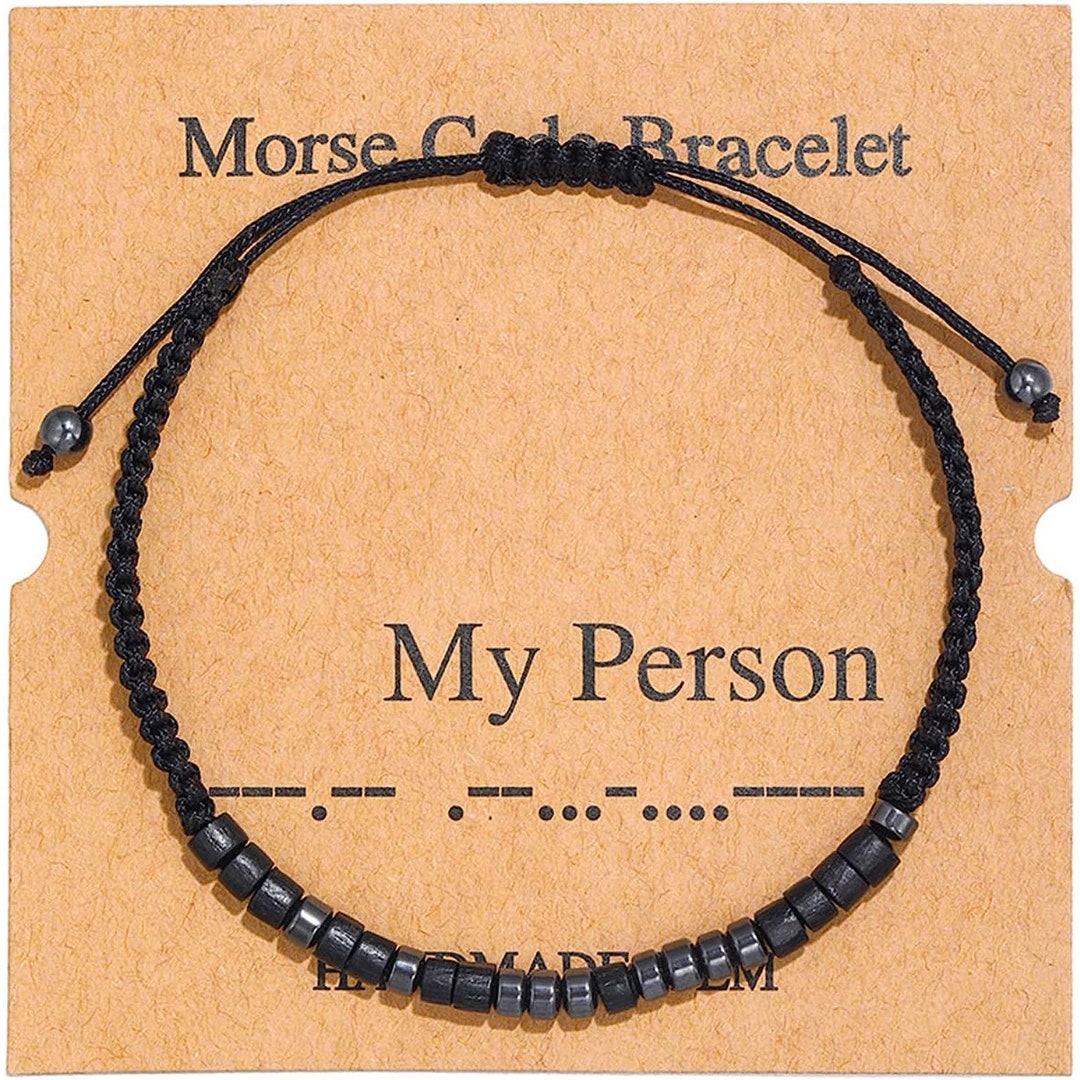 Black Morse Code Bracelet for Men and Women, Bead Morse Code Bracelet ...