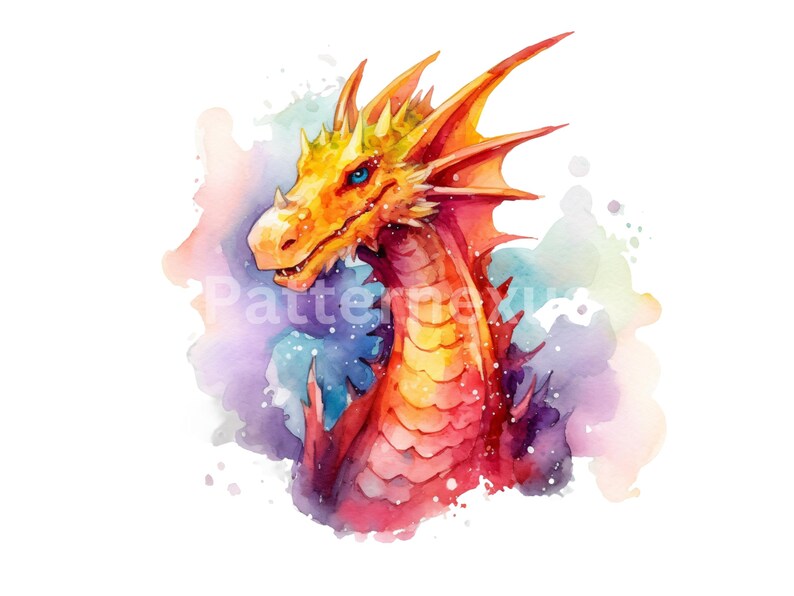Cute Watercolor Dragons Clipart Set 8 Transparent Clip Art - Etsy