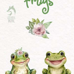 Frog Watercolor Clipart, Cute Baby Shower Graphics, Nursery Decor Wall ...