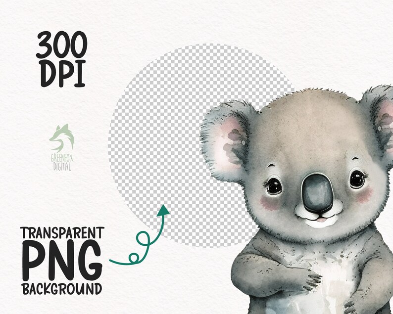Koala Bear Watercolor Clipart Cute Baby Shower Graphics - Etsy