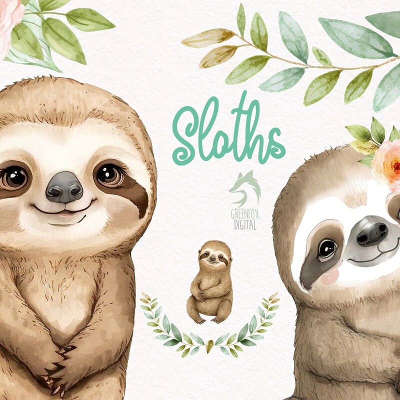 Sloth Watercolor - Etsy