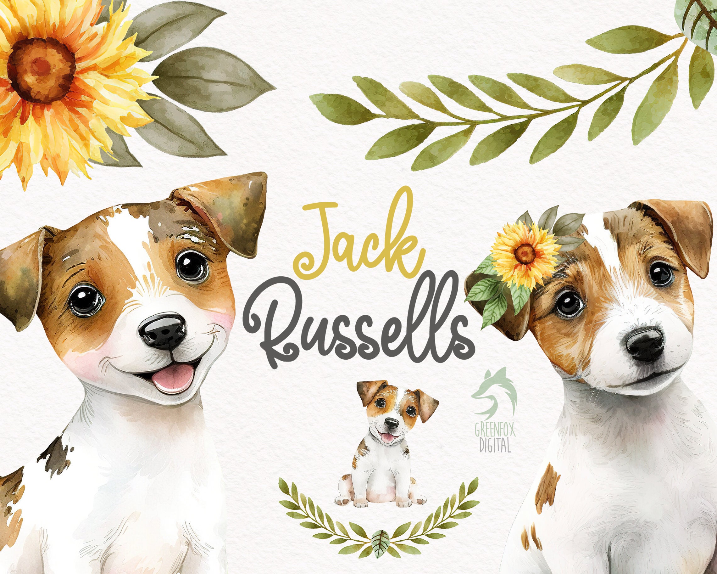 Jack Russell Watercolor Clipart Cute Dog Nursery Decor Wall - Etsy UK