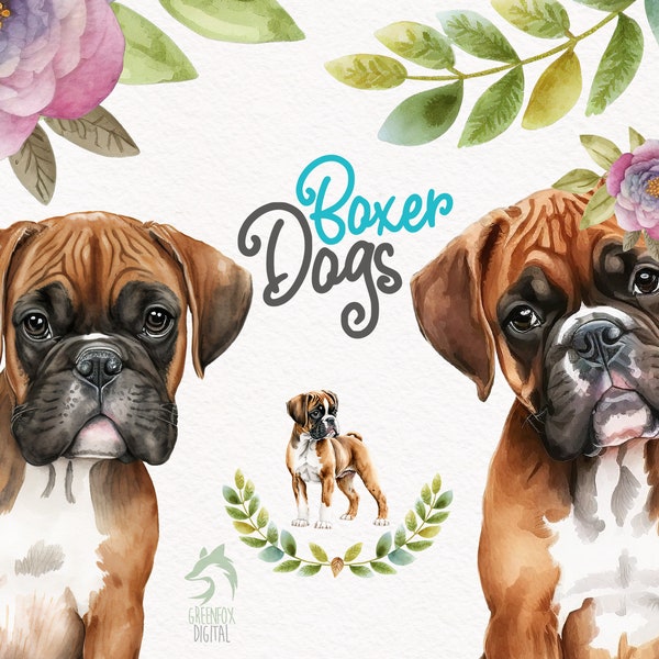Boxer Watercolor - Etsy