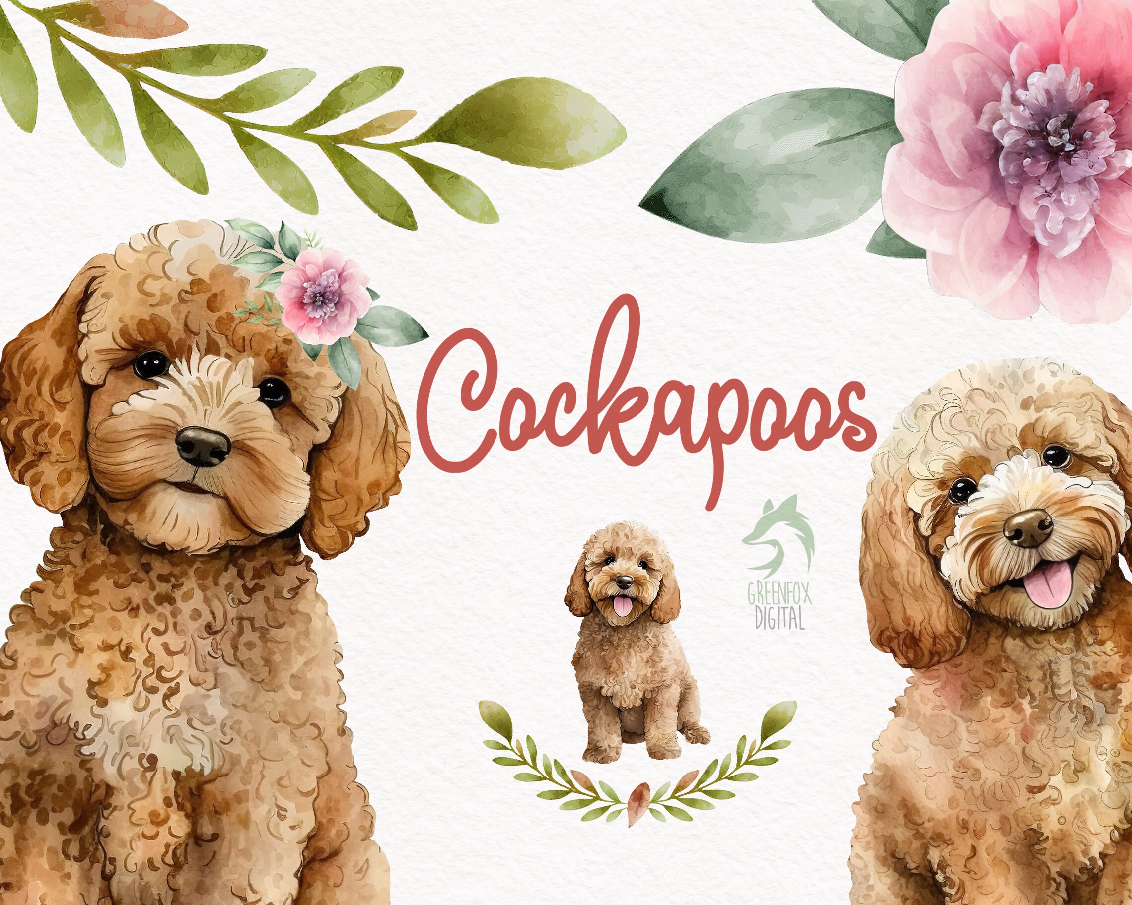 Cockapoo Watercolor Clipart Cute Dog Nursery Decor Wall Art - Etsy UK