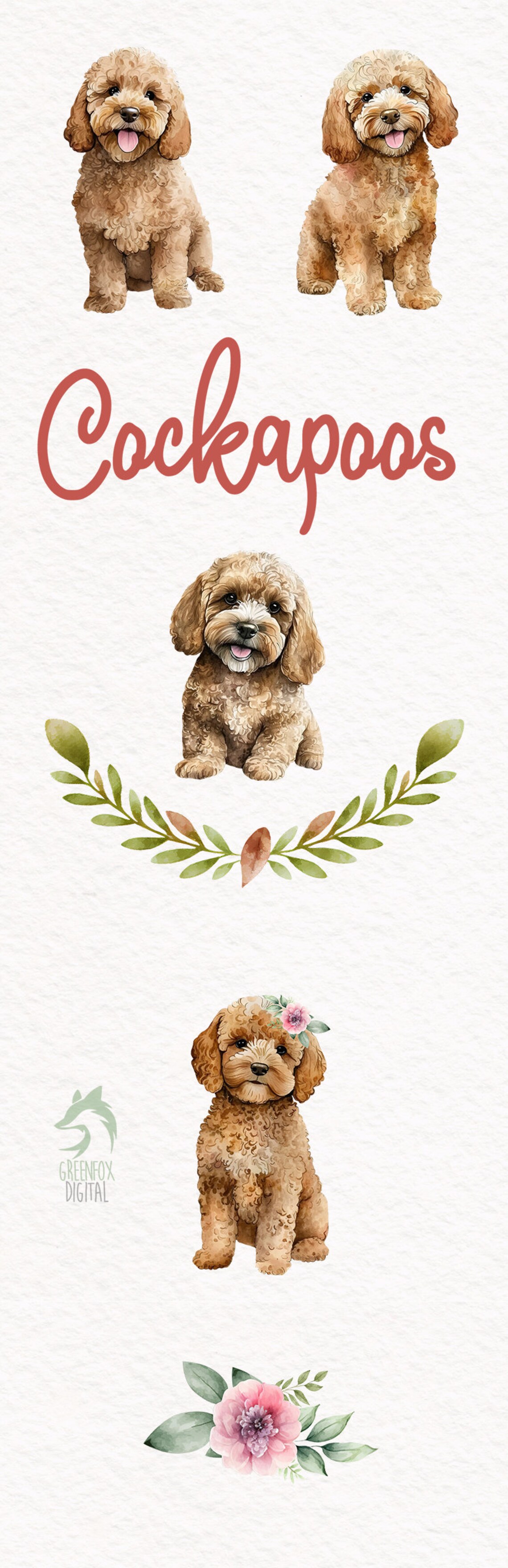Cockapoo Watercolor Clipart Cute Dog Nursery Decor Wall Art - Etsy UK