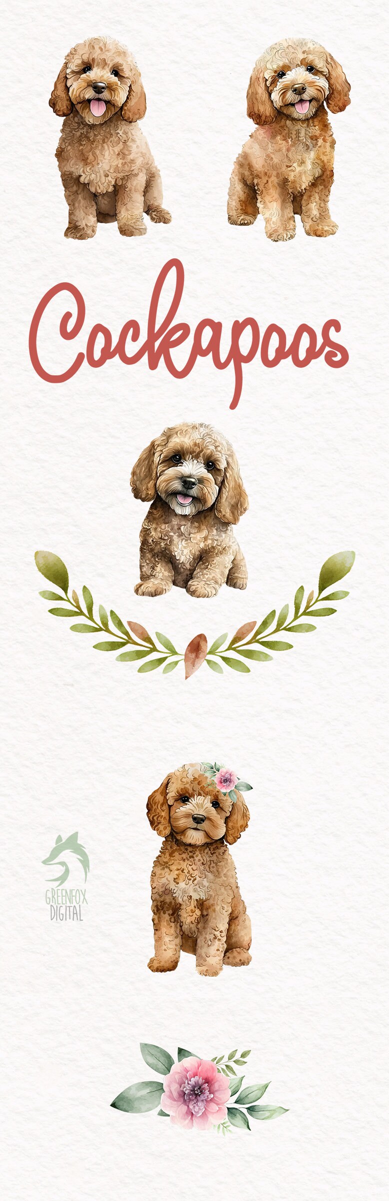 Cockapoo Watercolor Clipart Cute Dog Nursery Decor Wall Art - Etsy UK