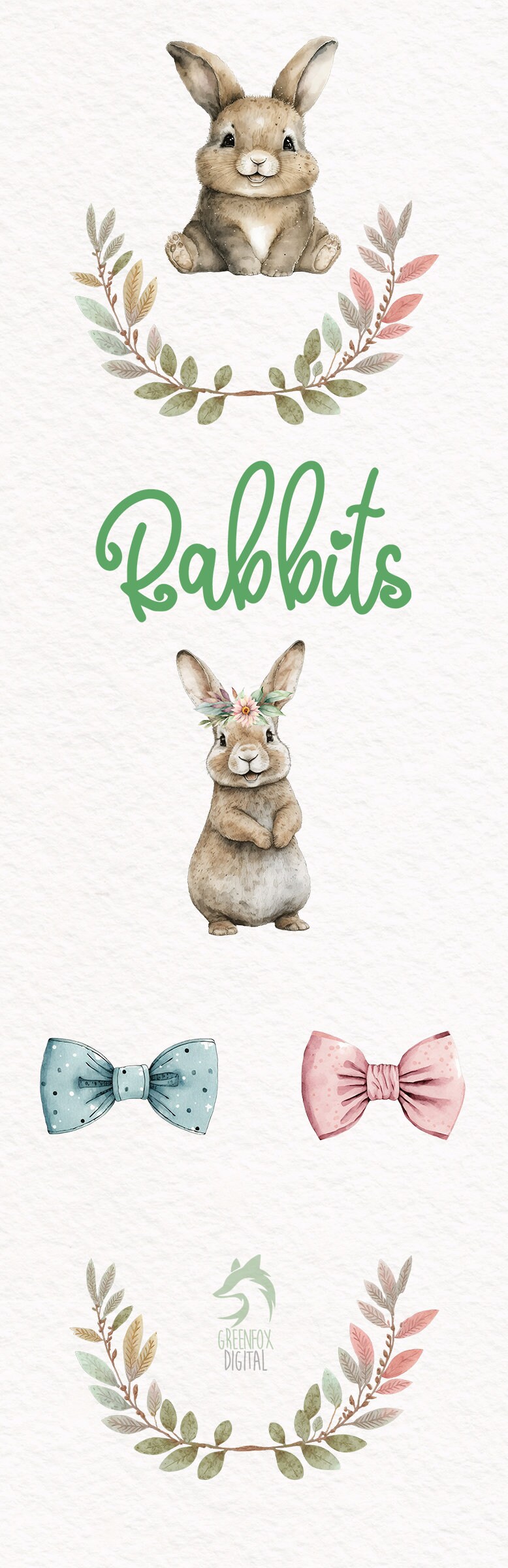 Bunny Rabbit Watercolor Clipart Cute Baby Shower Graphics - Etsy