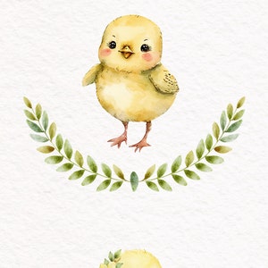 Chick Watercolor Clipart, Cute Chicken Baby Shower Graphics, Nursery ...