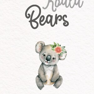 Koala Bear Watercolor Clipart, Cute Baby Shower Graphics, Nursery Decor ...