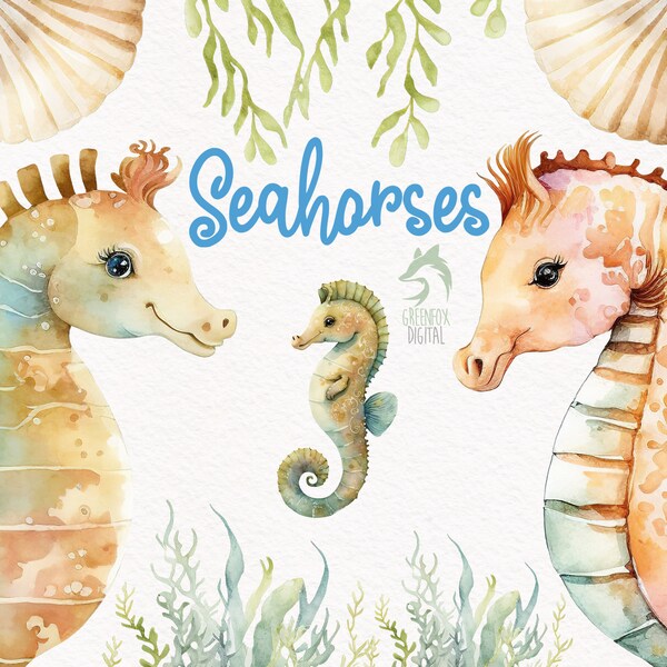 Seahorse Watercolor - Etsy