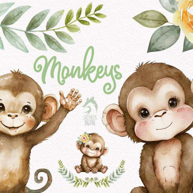 Monkey Clip Art - Etsy