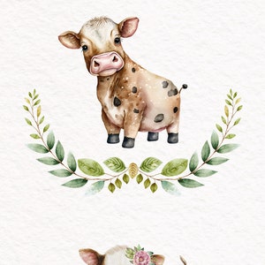 Cow Watercolor Clipart, Cute Baby Shower Graphics, Nursery Decor Wall ...