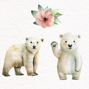 Polar Bear Watercolor Clipart, Cute Baby Shower Graphics, Nursery Decor ...