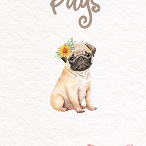 Pug Watercolor Clipart, Cute Dog Nursery Decor Wall Art, Little Pet ...