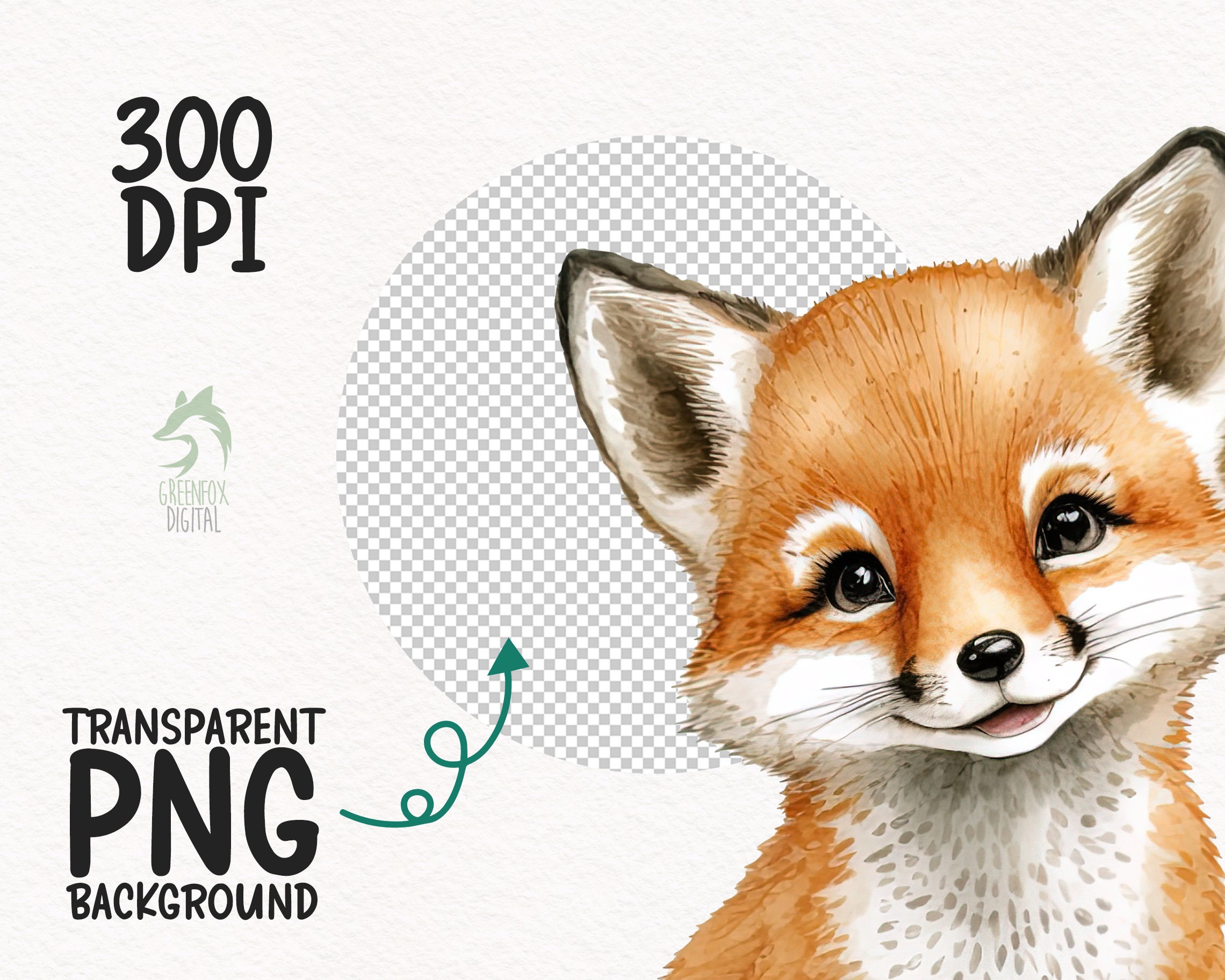 Fox Watercolor Clipart Cute Baby Shower Graphics Nursery - Etsy