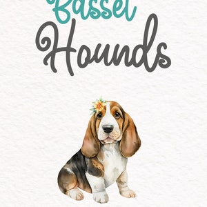 Basset Hound Watercolor Clipart, Cute Dog Nursery Decor Wall Art ...