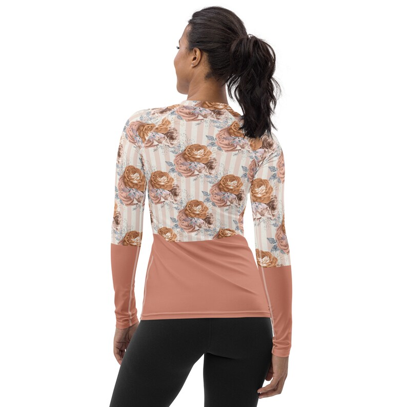 Women's Floral Print Peach and White Rash Guard - UV Protection for ...