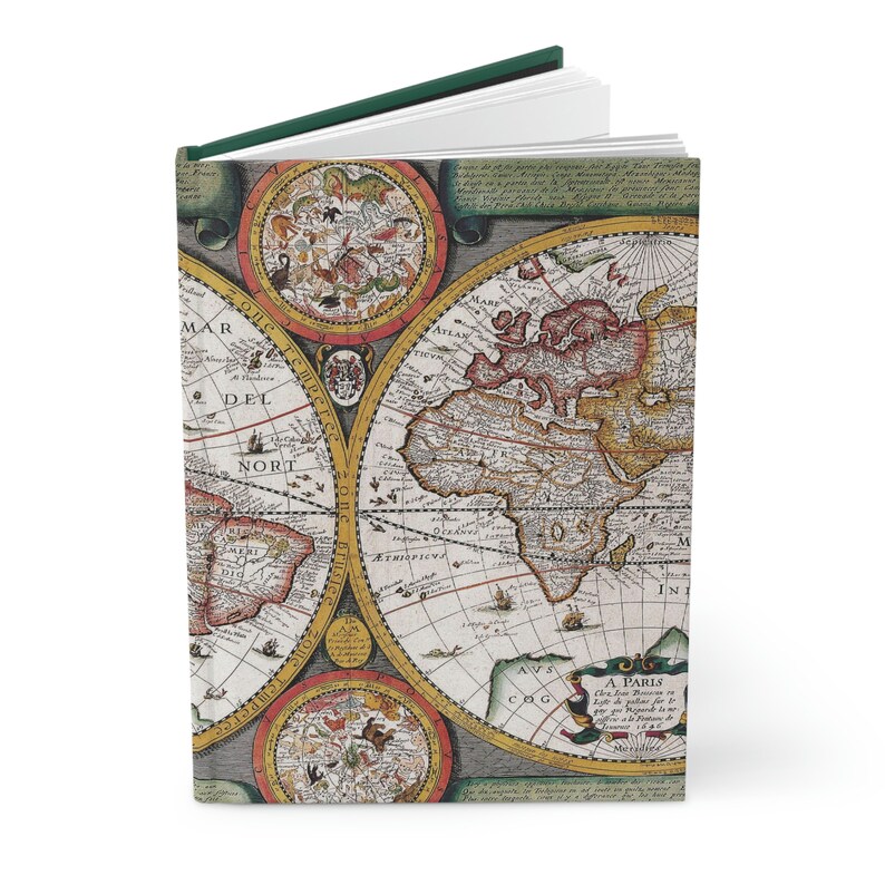 Antique World Map Hardcover Journal: Lined Notebook - Etsy