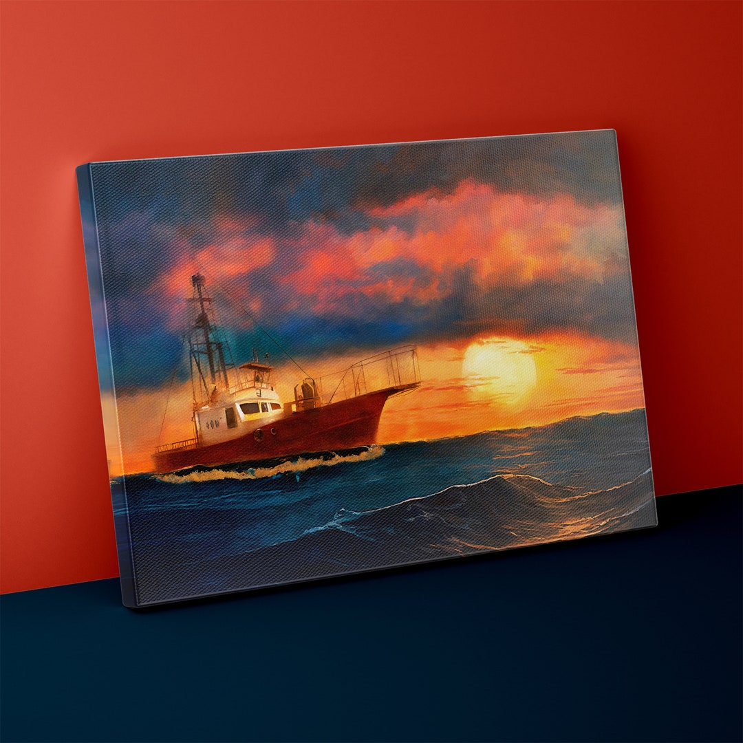 The Orca Boat From Jaws, Movie Art Canvas: Unique Ocean-themed Wall ...