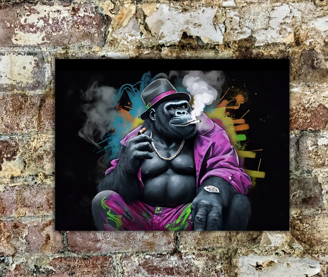 Gorilla Smoking Cigar Canvas Art Teenager Wall Art Posters Unique Man ...