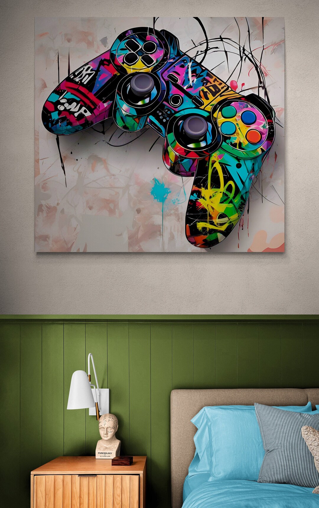 Abstract Graffiti Game Controller Canvas Art - Modern Gamer Wall Decor ...