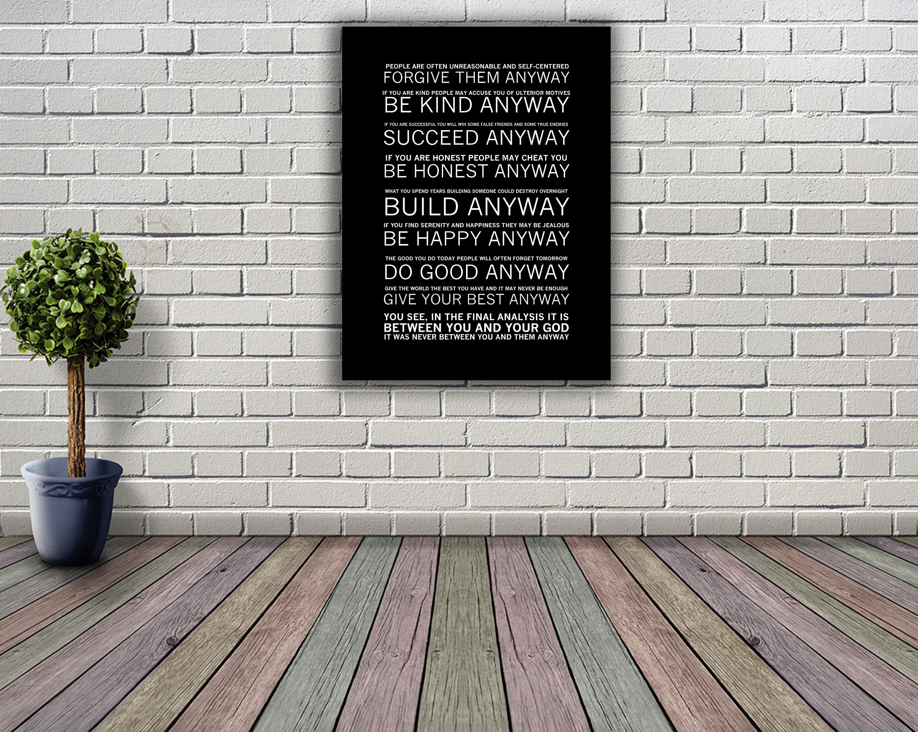 Mother Teresa Do It Anyway Poem on Canvas Wall Art Motivational Canvas ...
