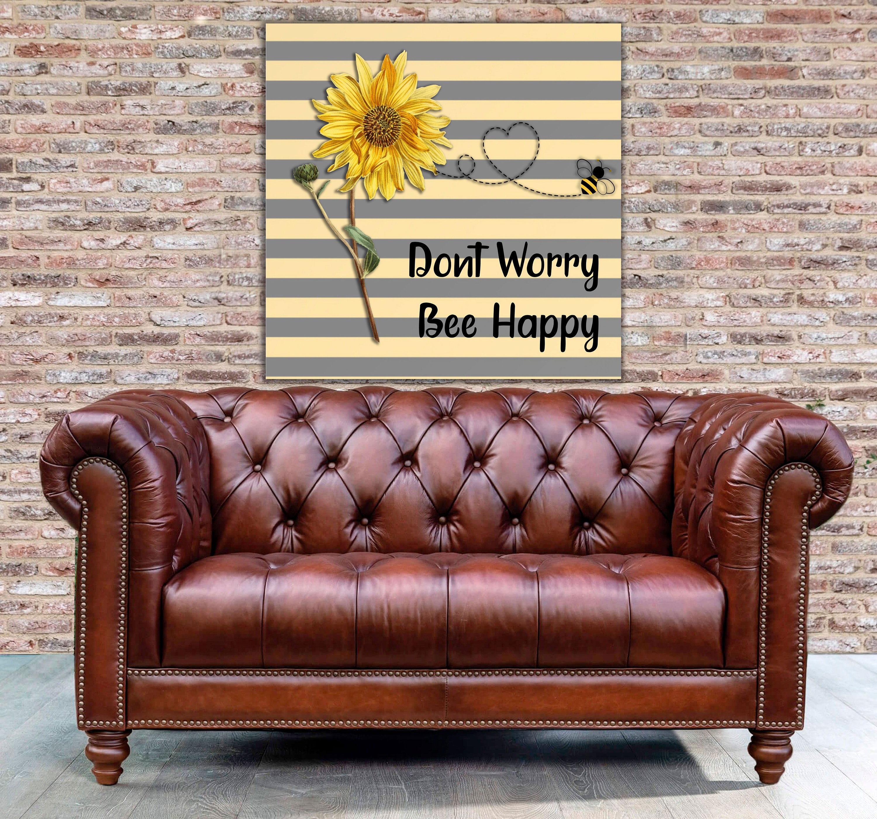 Don't Worry Bee Happy Canvas Art - Vibrant Wall Art for a Joyful Home ...