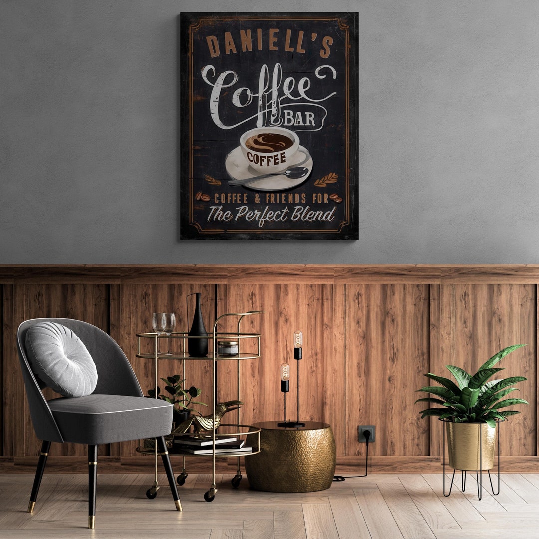 Personalised Coffee Bar Sign on Canvas Kitchen Sign Coffee Bar Decor ...