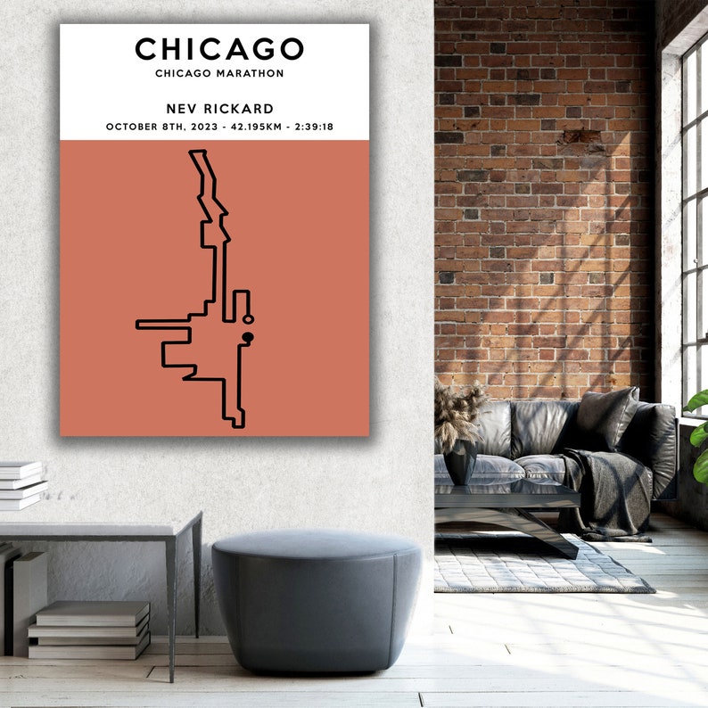 Chicago Personalised Marathon Course Canvas Print: Runner Gift - Etsy