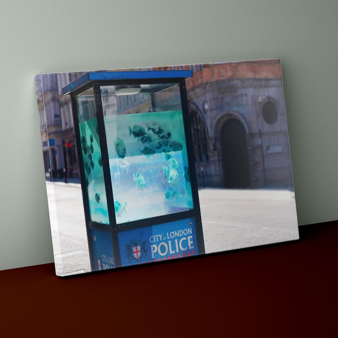 Banksy Piranha Police Box Canvas Art - London Street Graffiti Decor - Etsy