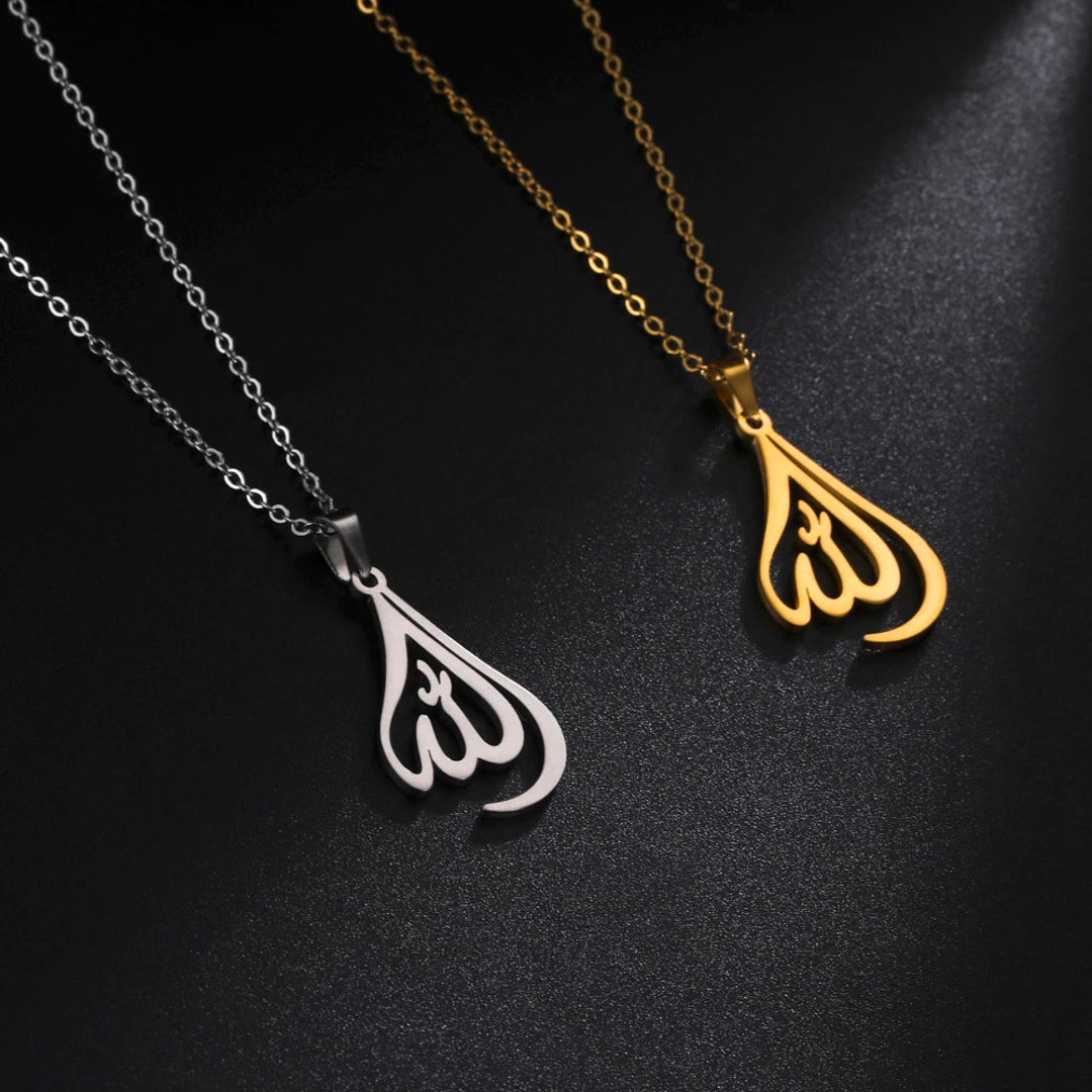Classic Arabic God Allah Pendant Necklaces Gold Color Stainless Steel ...
