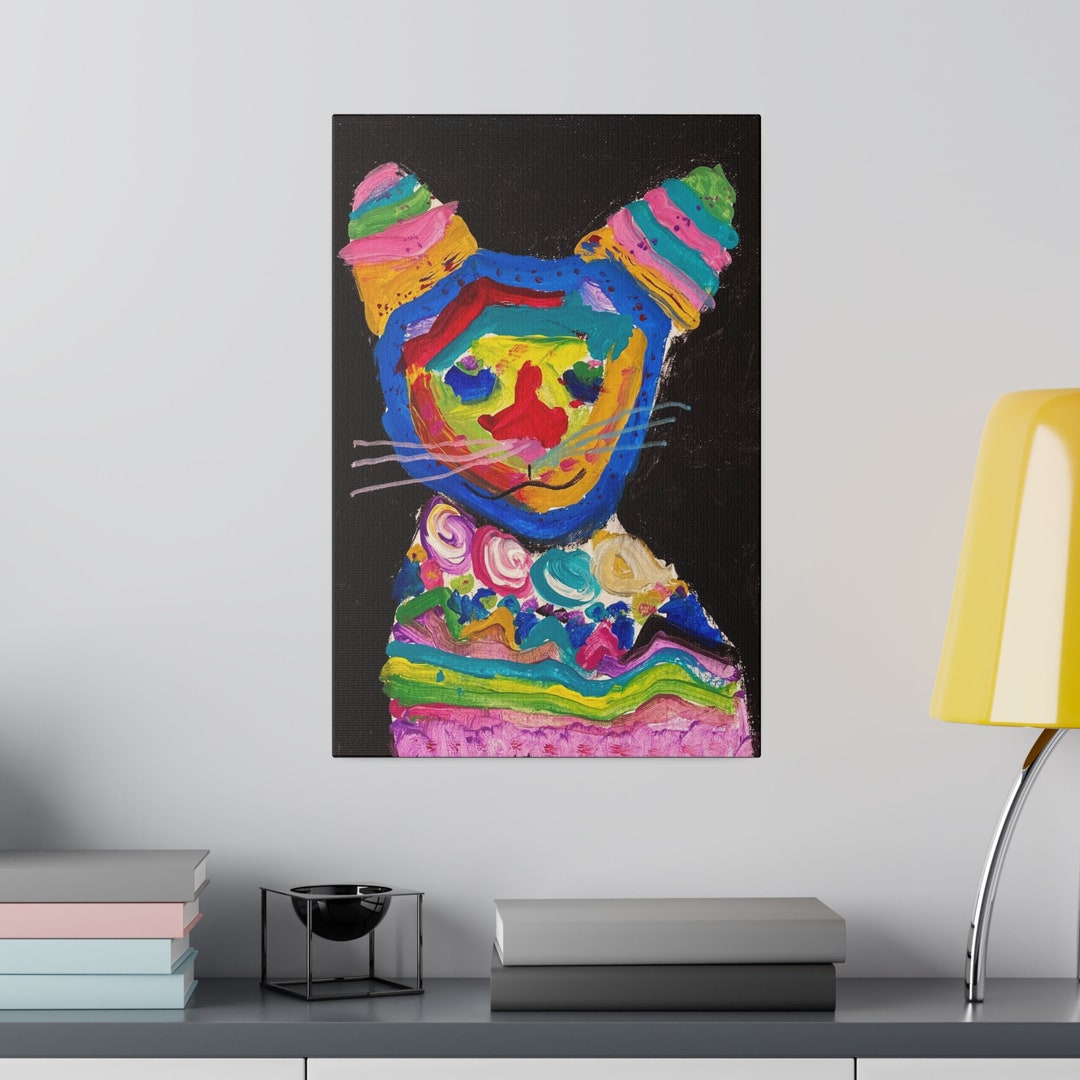 Rainbow Cat Matte Canvas Wall Art, Stretched 0.75 - Etsy