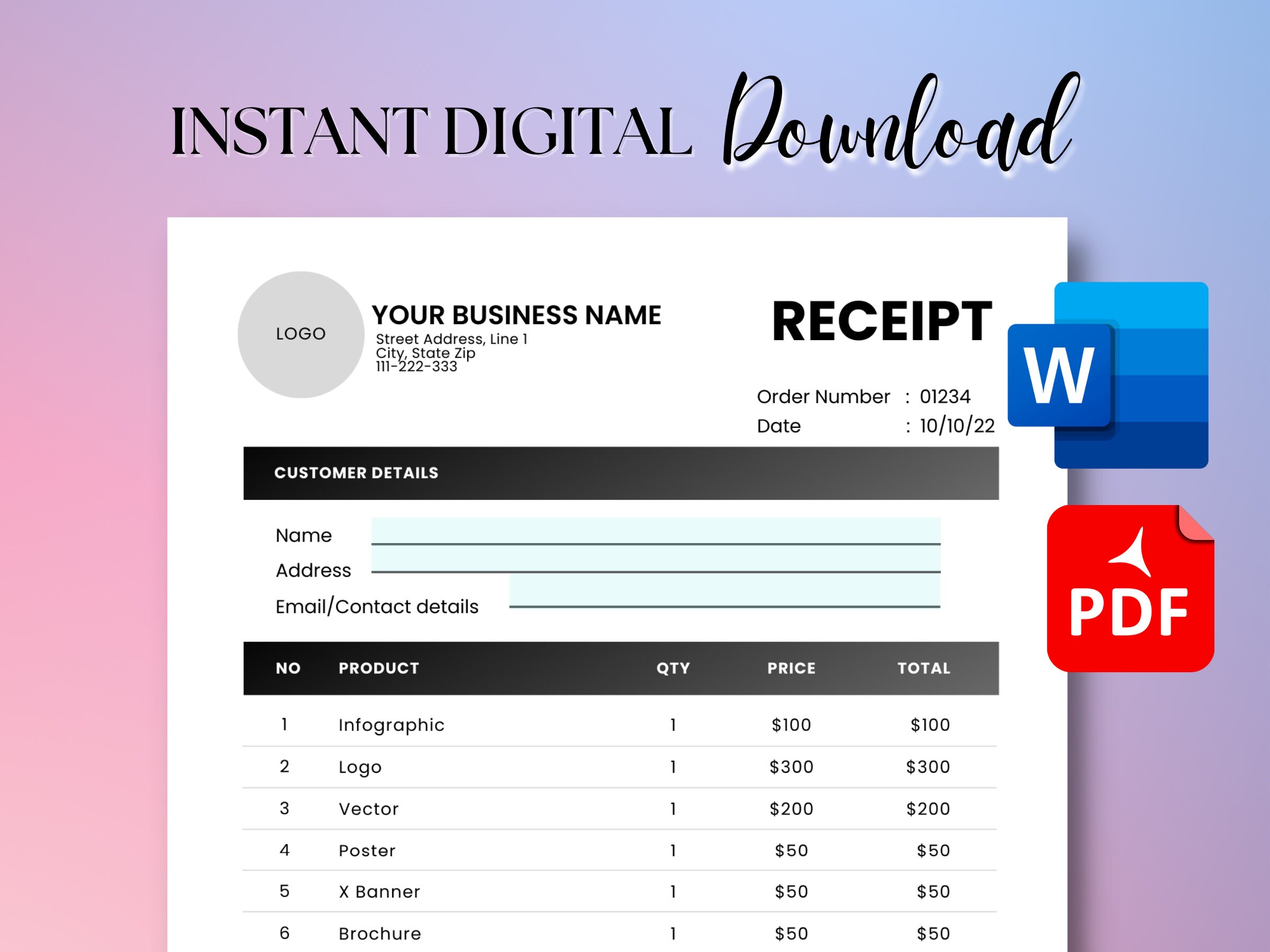 Professional Sales Invoice. Sales Receipt. Order Receipt. Payment ...