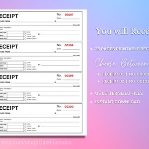 Printable Rent/cash Payment Receipt Template - Digital Download. Rent ...