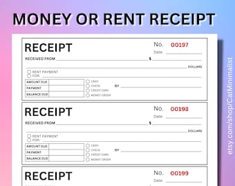 Printable Rent/cash Payment Receipt Template - Digital Download. Rent ...