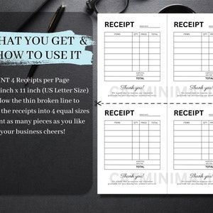 Business Receipts Digital Download | Receipts for Small Businesses ...
