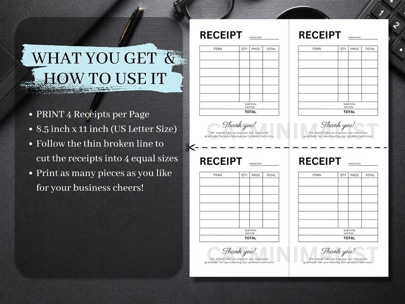 Business Receipts Digital Download | Receipts for Small Businesses ...