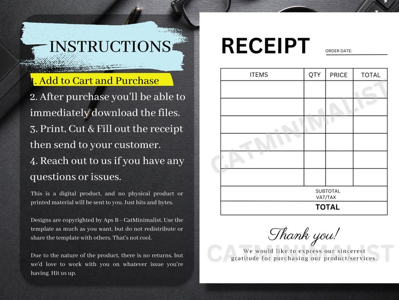 Business Receipts Digital Download | Receipts for Small Businesses ...