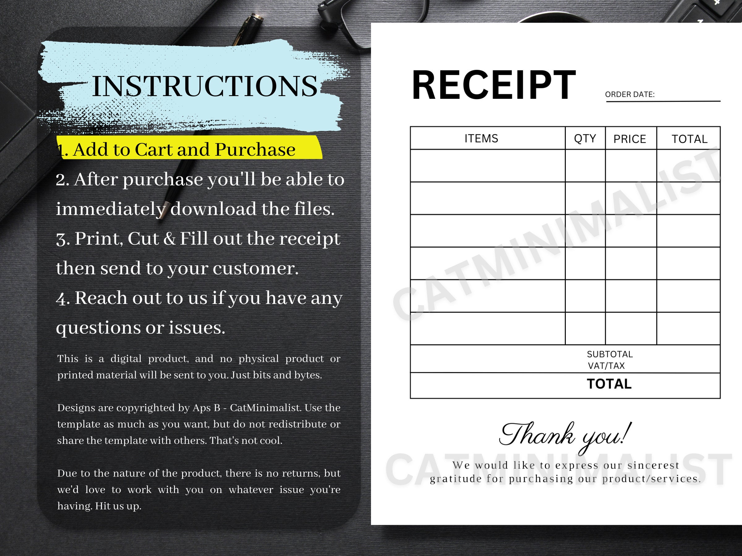 Business Receipts Digital Download | Receipts for Small Businesses ...