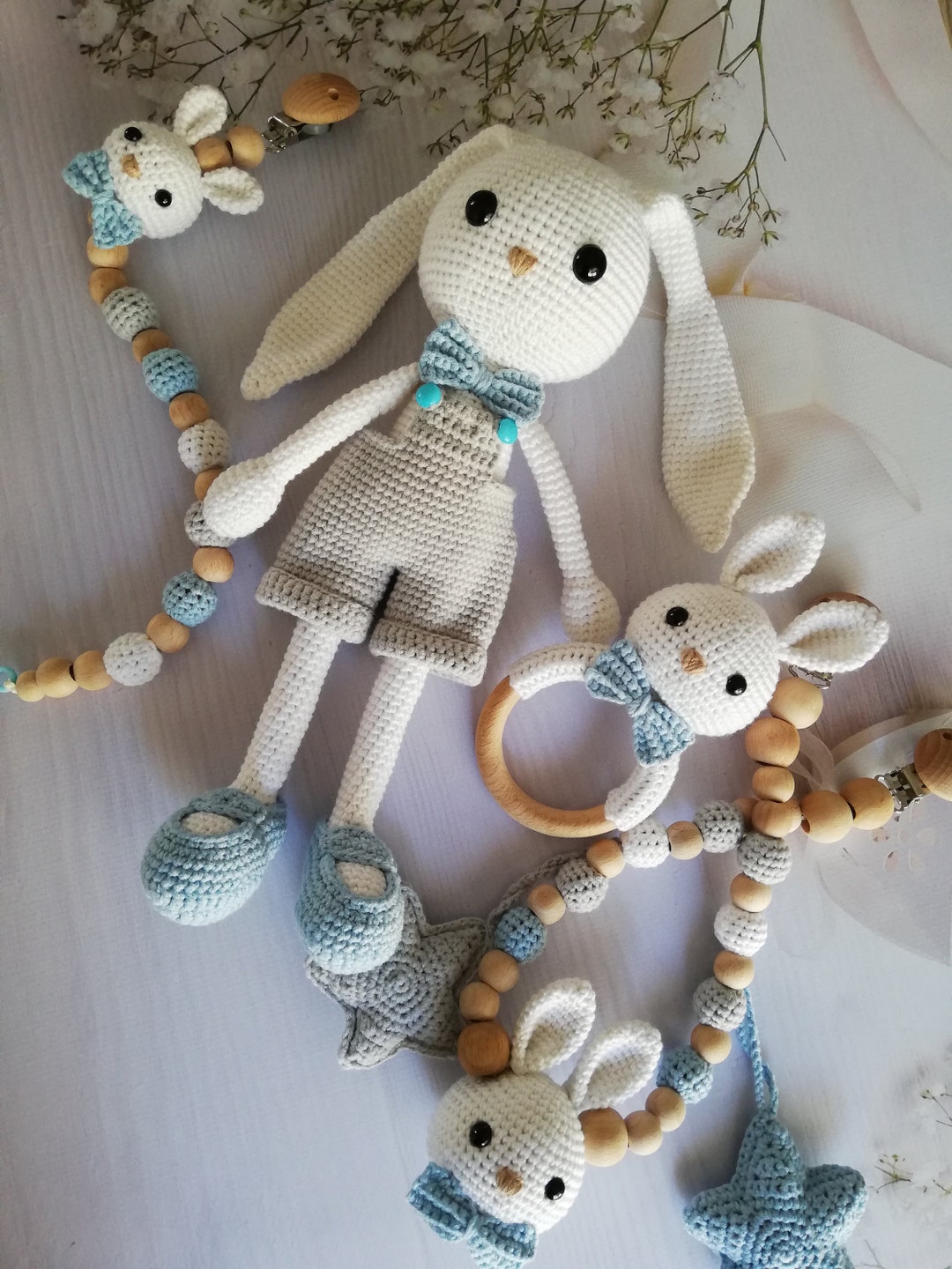 Amigurumi Long Ear Rabbit Set, Amigurumi Rabbit Doll Set, Rabbit Doll ...