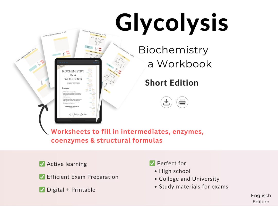 Learn Glycolysis – Biochemistry Workbook | Worksheets for Quick Review ...