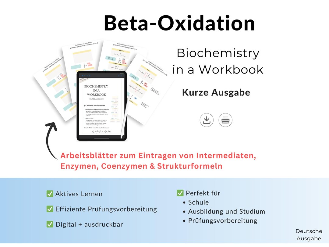 Learn Beta Oxidation – Biochemistry Workbook | Exercises for Quick Review & Exam Preparation ...