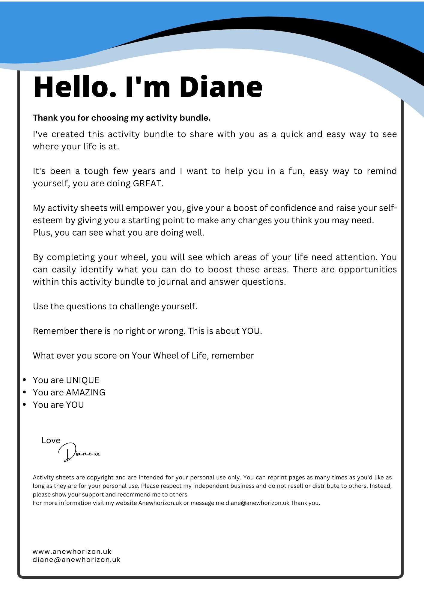 Download PDF Activity Sheet|boost Self Esteem Printable|wheel of Life ...