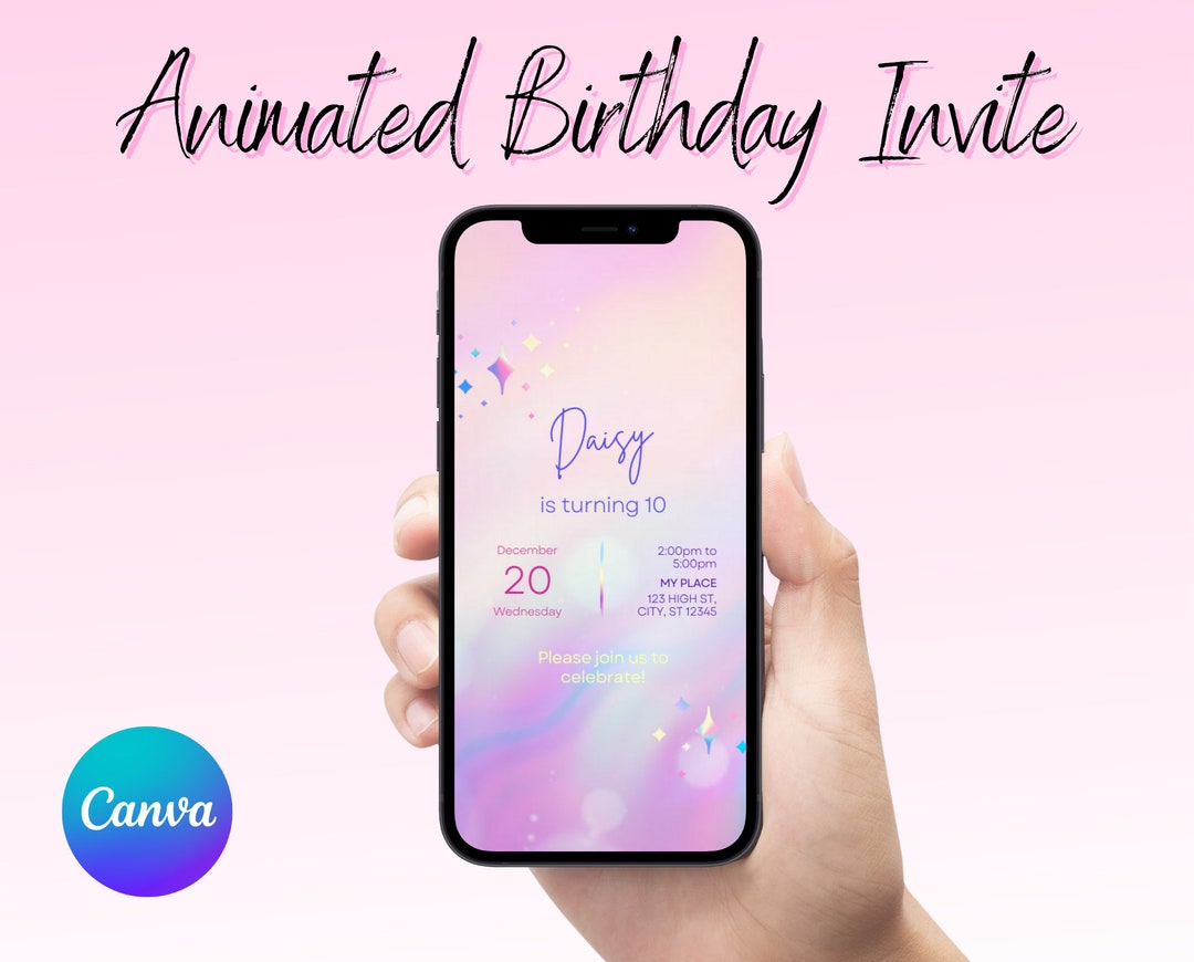 Digital DIY Party Animated Invitation | Canva Template | Electronic ...