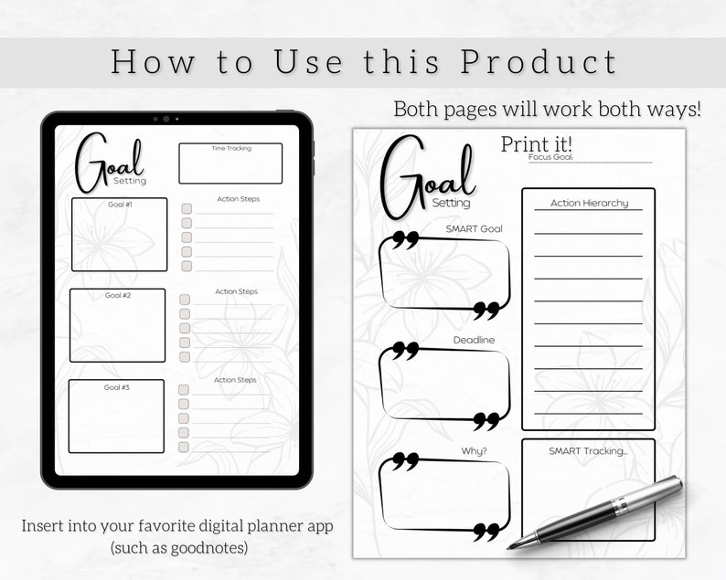 Printable Smart Goal Setting Planner Template Insert Simple - Etsy
